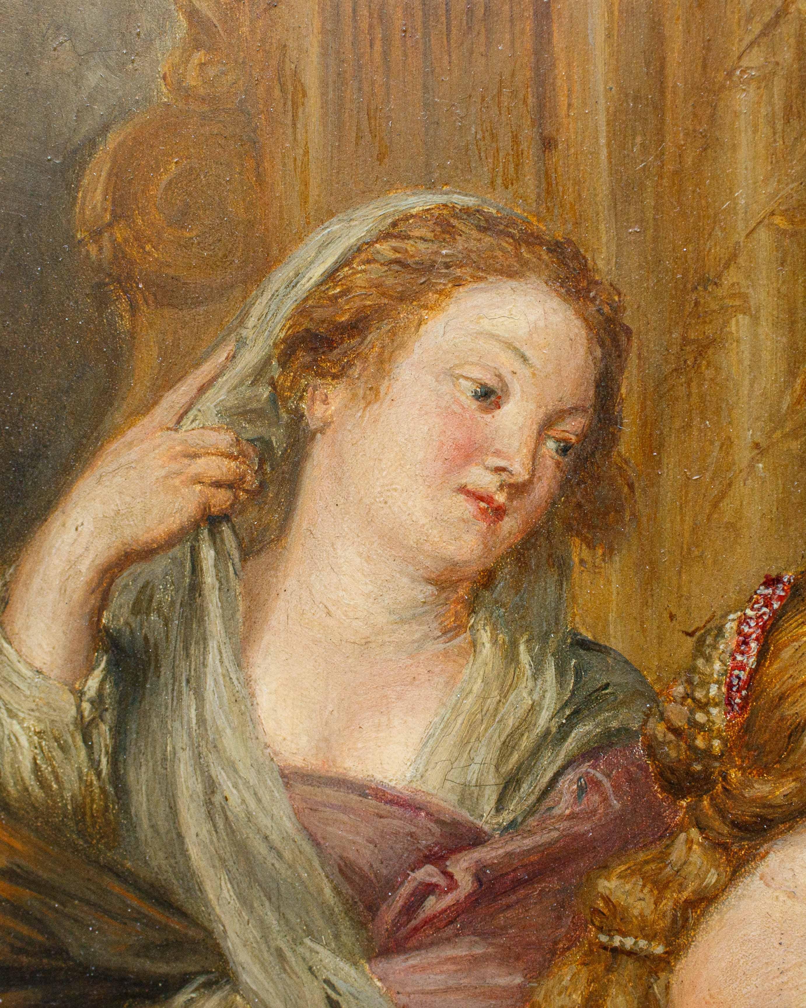 19th Century Triptych of Sant'Ildefonso Painting Oil on Canvas For Sale at 1stDibs