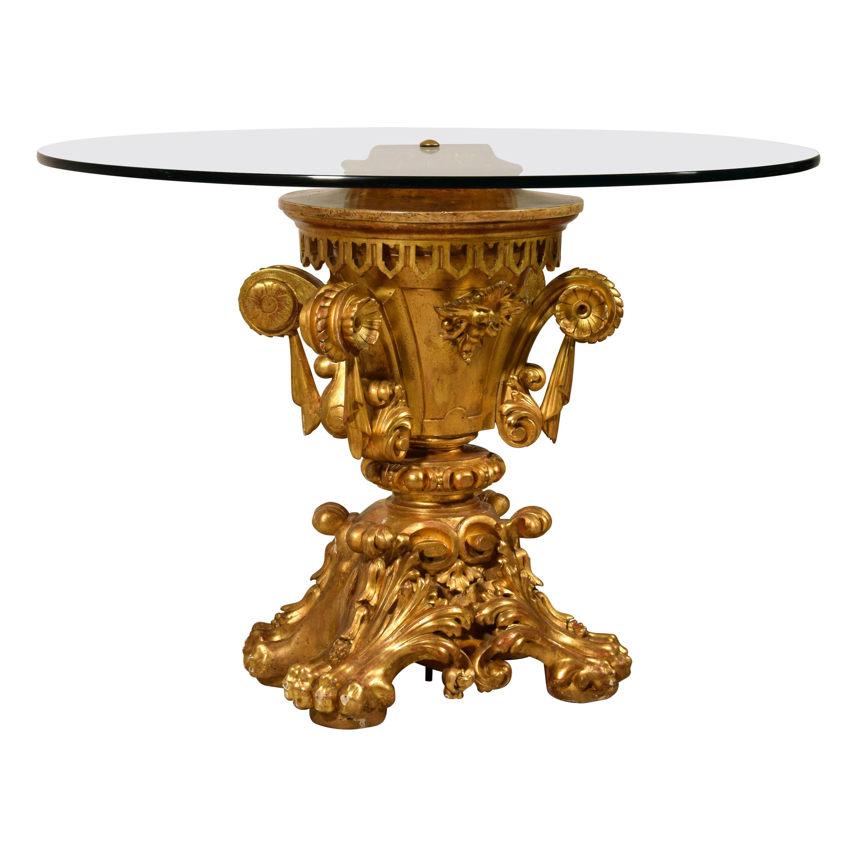 19th Century Tuscany Giltwood Louis XIV Style Centre Table with Round ...