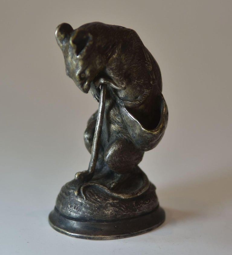 19th Century Two Black Rats Play Golf Patinated Bronze Signed Arson For ...