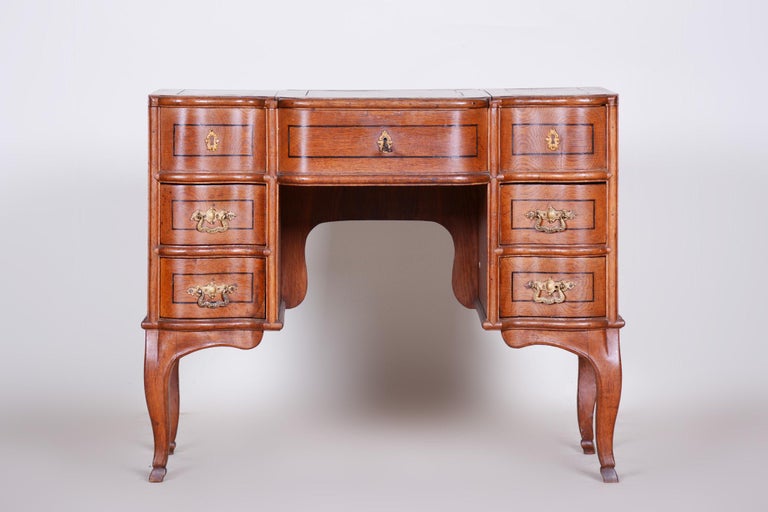 19th Century Unique Brown Czech Baroque Oak Writing Desk with Mirror ...