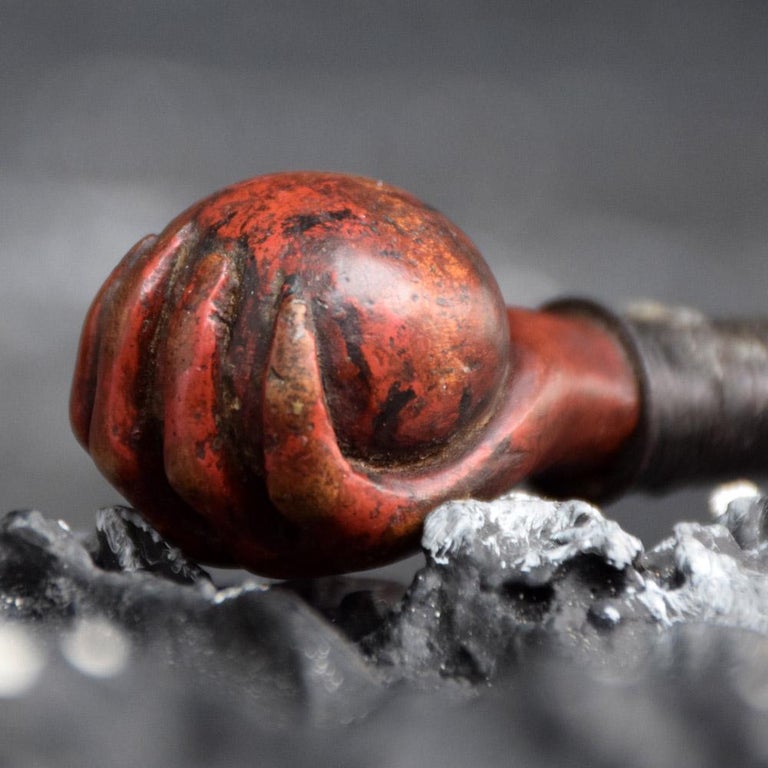 19th Century Unusual Ball and Hand Carved Wood Folk Art English Swagger ...