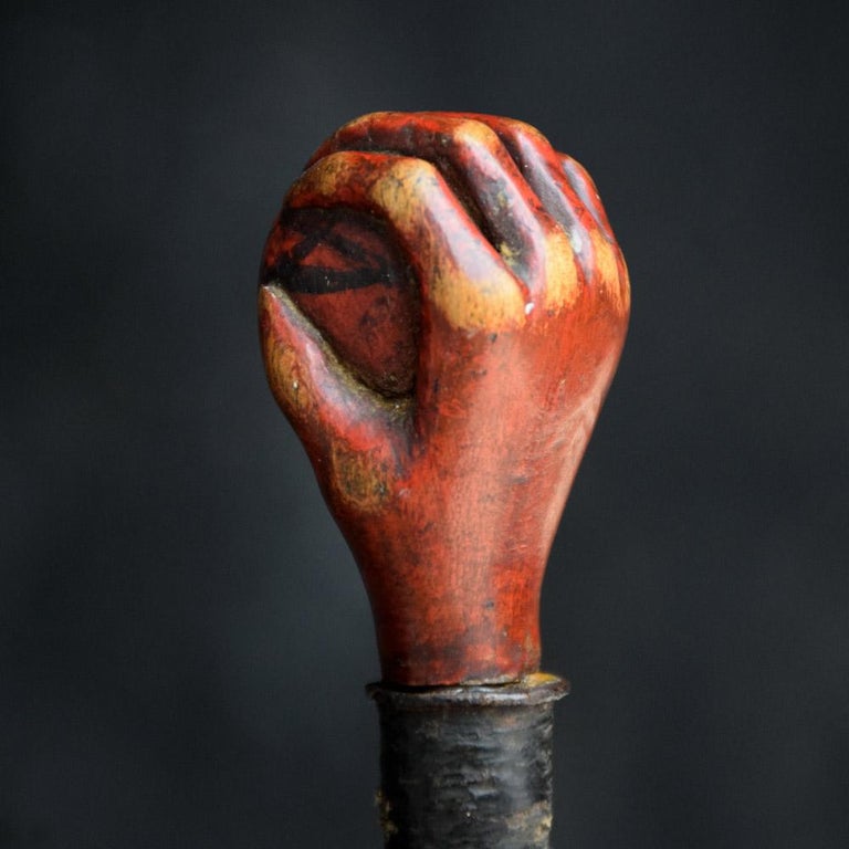 19th Century Unusual Ball and Hand Carved Wood Folk Art English Swagger ...