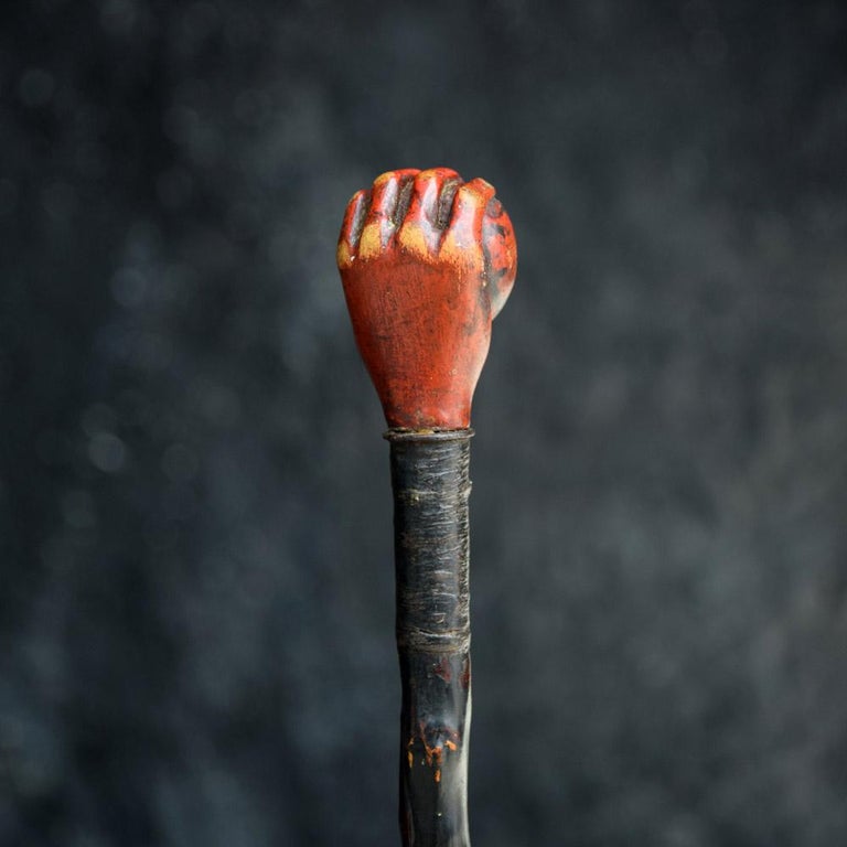 19th Century Unusual Ball and Hand Carved Wood Folk Art English Swagger ...