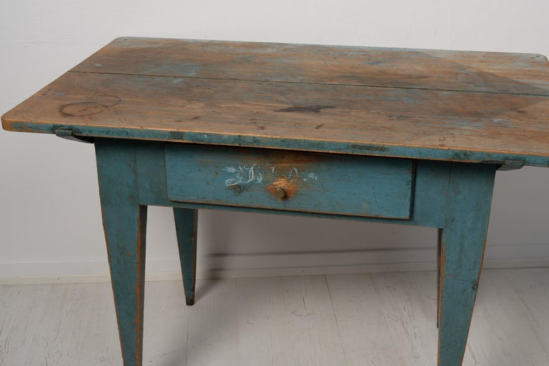 19th Century Unusual Swedish Blue Country Table For Sale at 1stDibs