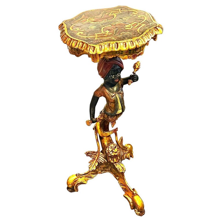 19th Century Venetian Carved Wood, Polychromed and Gilded Blackamoor ...