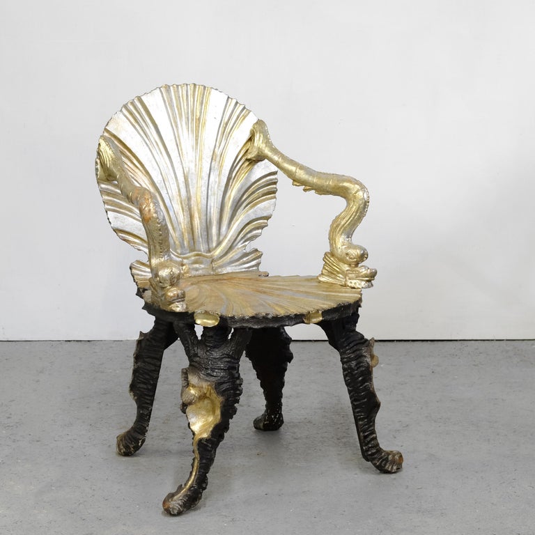 19th Century Venetian Grotto Shell Chair, Silver Gilt, Pauly et Cie ...
