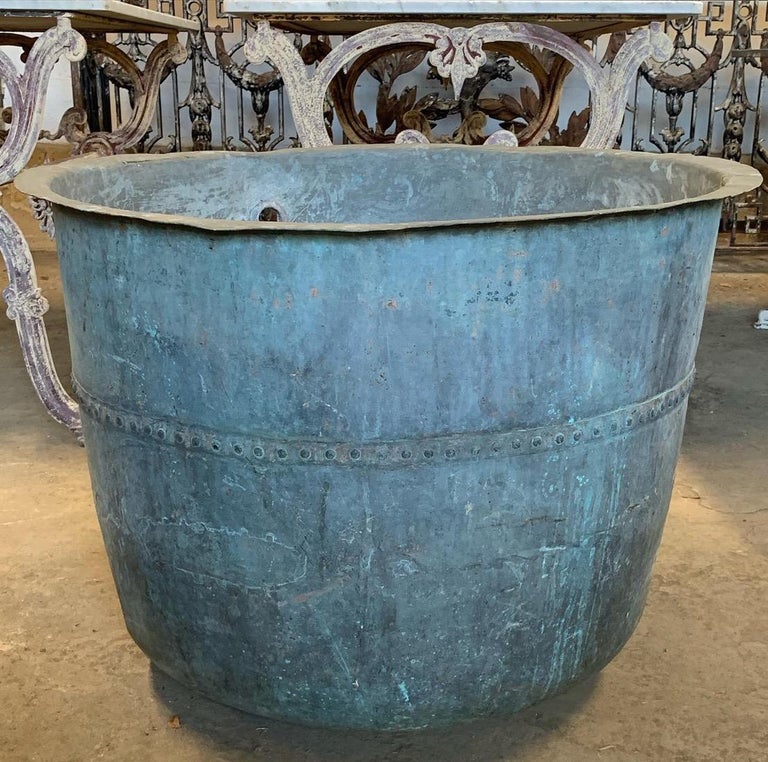 19th Century Verdigris Riveted Copper Planter at 1stDibs