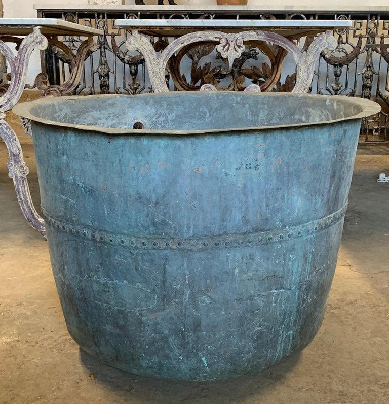 19th Century Verdigris Riveted Copper Planter at 1stDibs