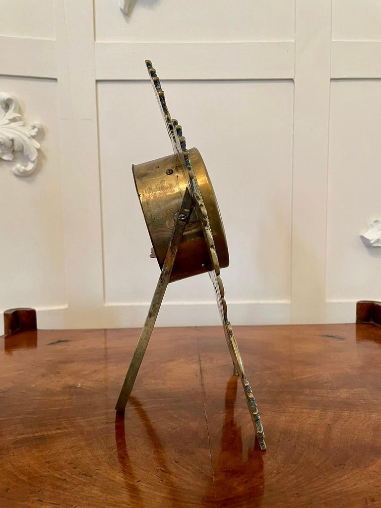 19th Century Victorian Antique Ornate Brass Desk Clock For Sale at 1stDibs