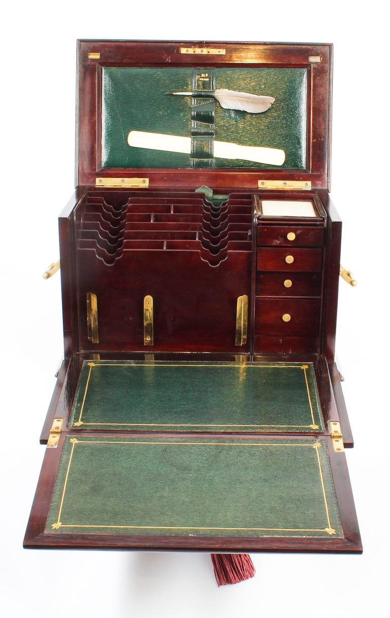 19th Century Victorian Black Walnut and Mahogany Writing Stationery Box ...