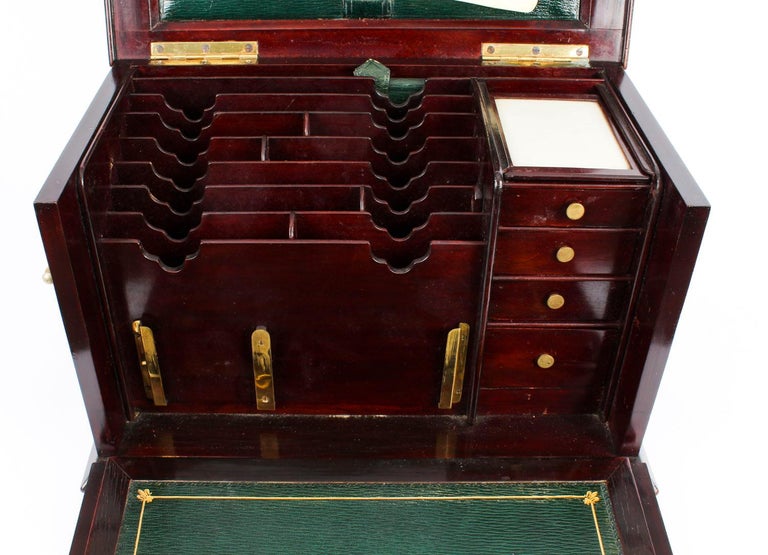 19th Century Victorian Black Walnut and Mahogany Writing Stationery Box ...