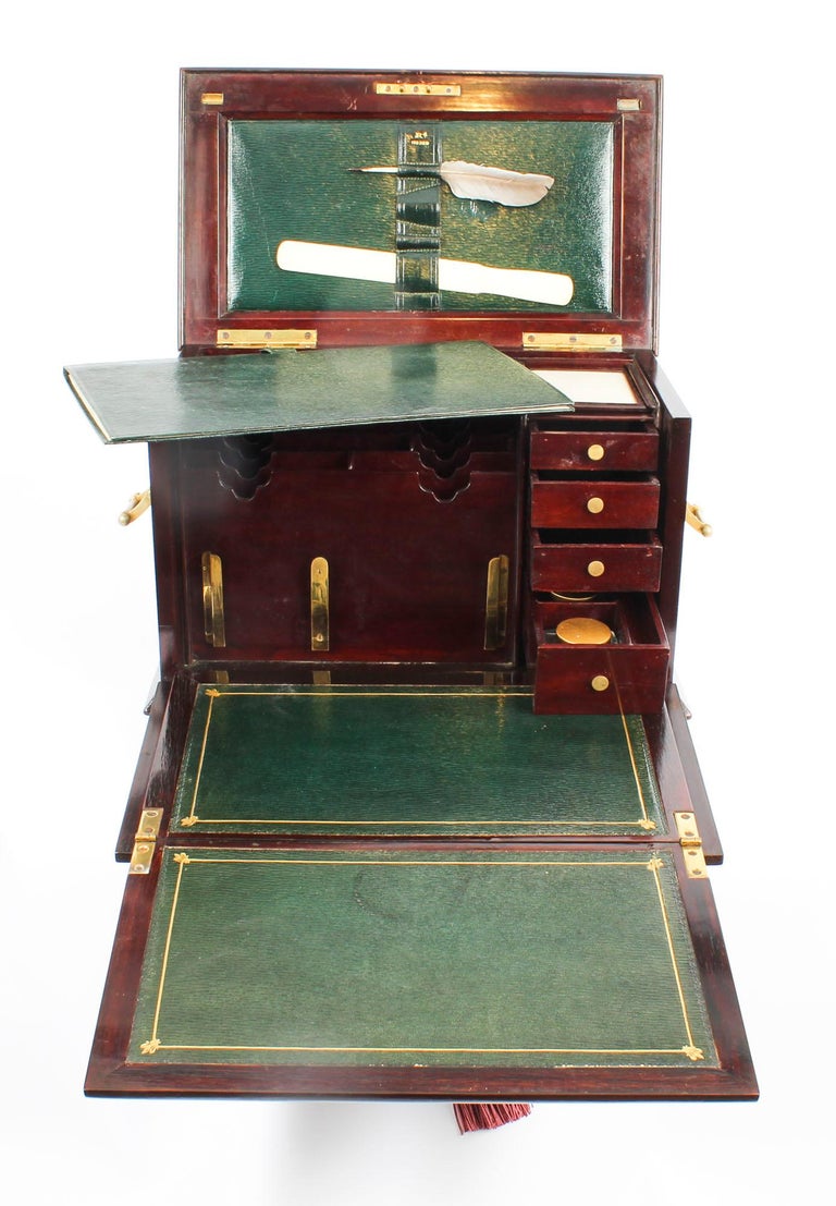 19th Century Victorian Black Walnut and Mahogany Writing Stationery Box ...