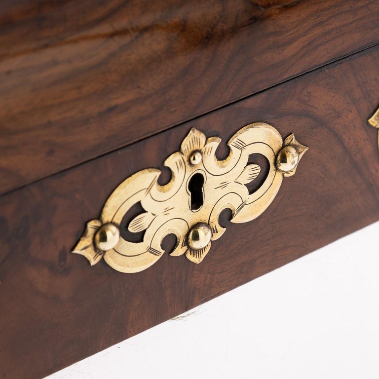 19th Century Victorian Brass and Burr Walnut Casket / Chest, c.1860 For ...
