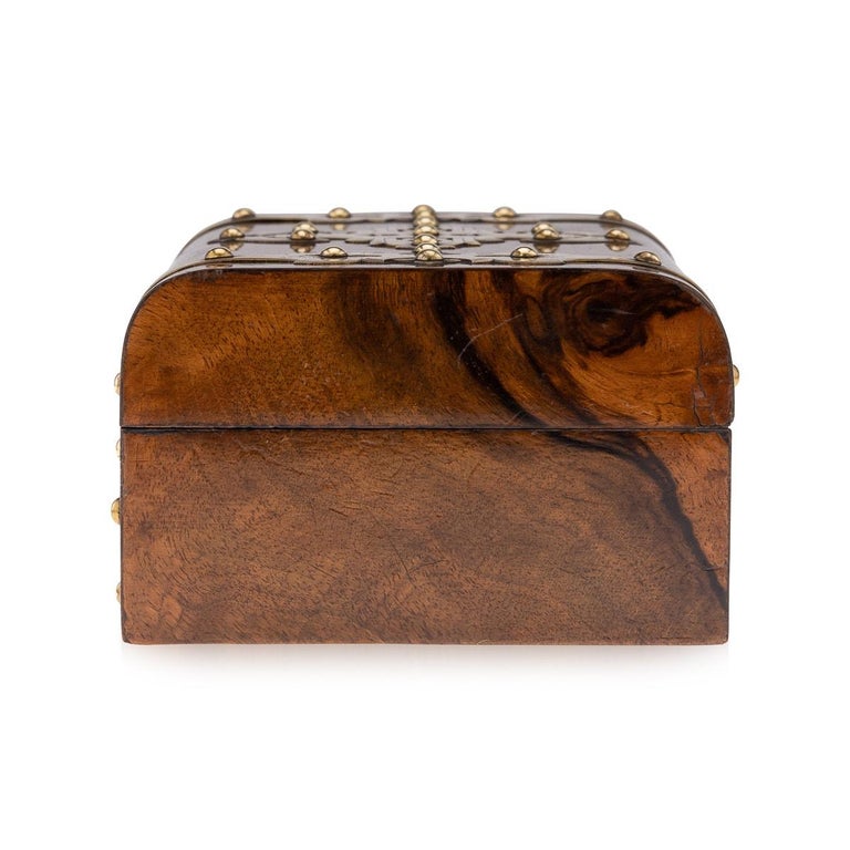 19th Century Victorian Brass and Burr Walnut Casket / Chest, c.1860 For ...