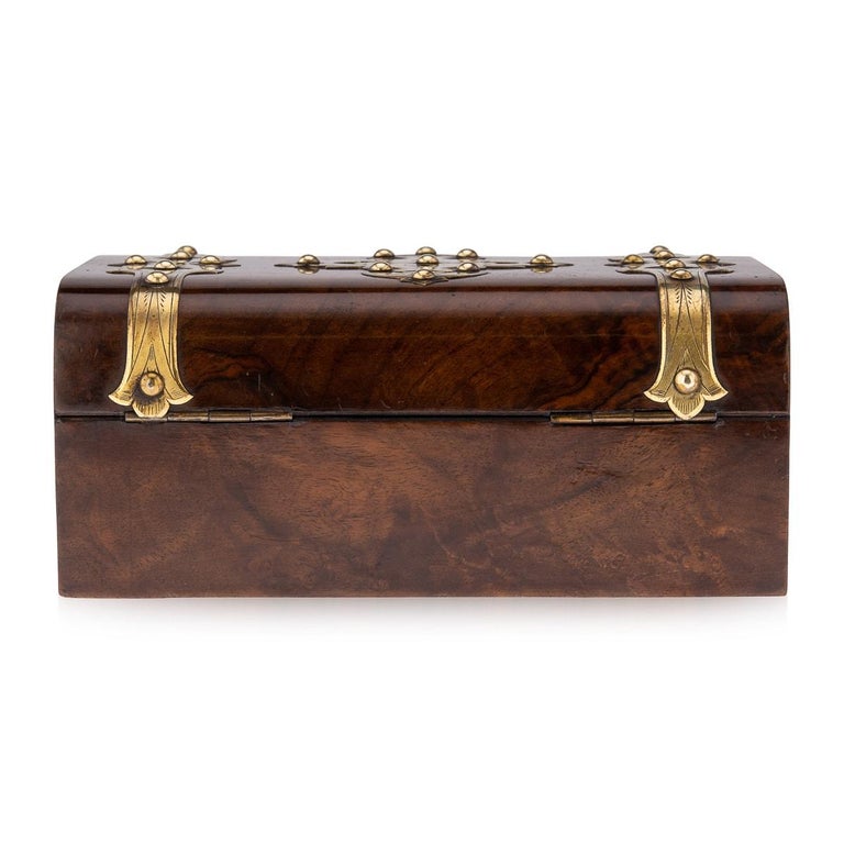 19th Century Victorian Brass and Burr Walnut Casket / Chest, c.1860 For ...
