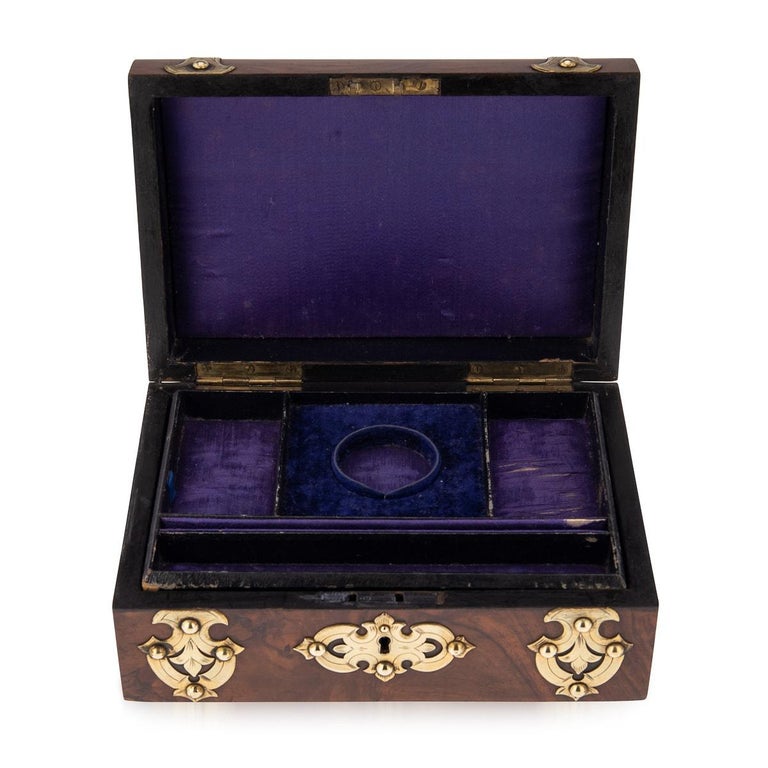 19th Century Victorian Brass and Burr Walnut Casket / Chest, c.1860 For ...