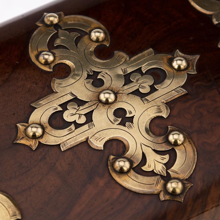 19th Century Victorian Brass and Burr Walnut Casket / Chest, c.1860 For ...