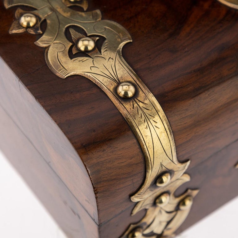 19th Century Victorian Brass and Burr Walnut Casket / Chest, c.1860 For ...