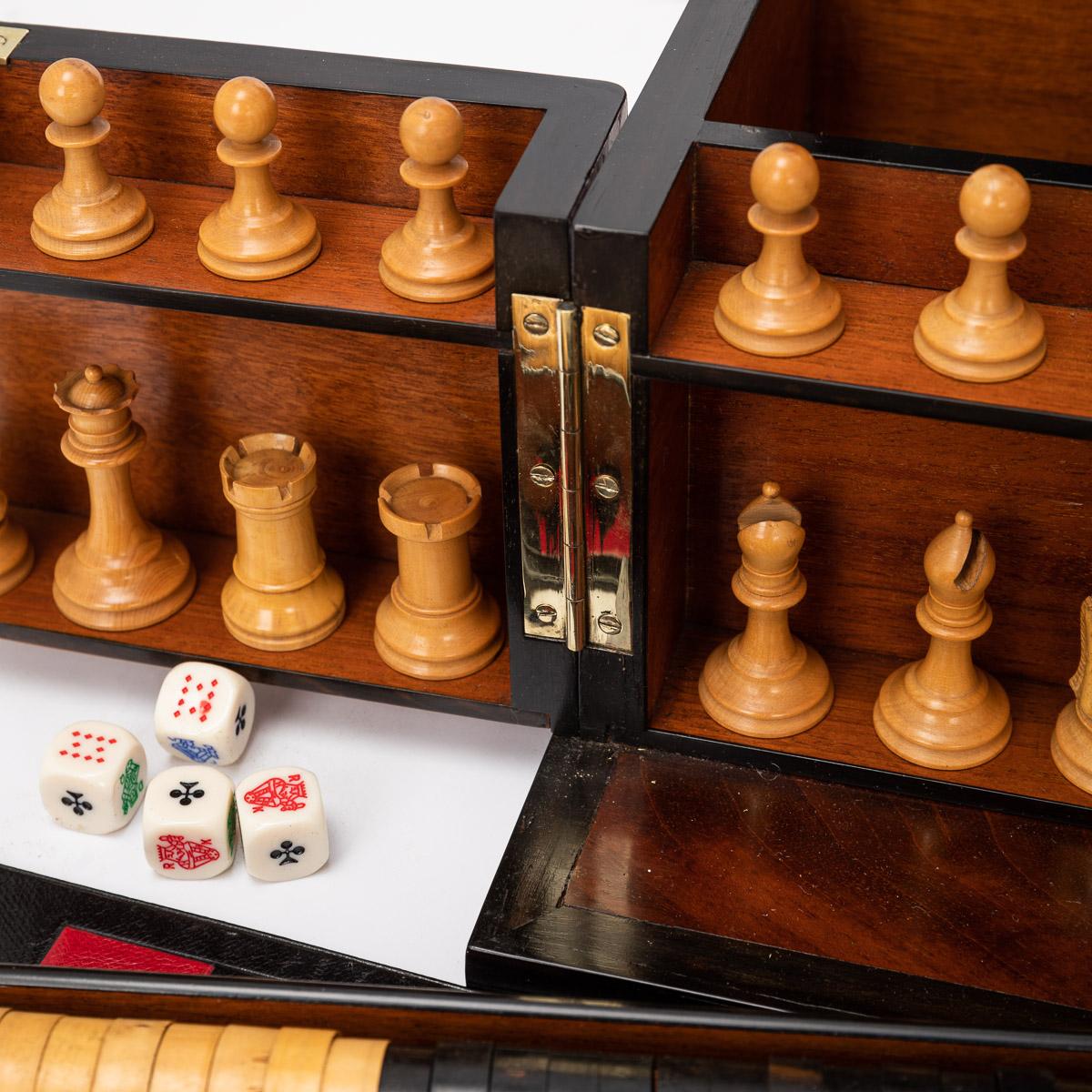 19th Century Victorian Burr Walnut Games Compendium, Cards and Board ...