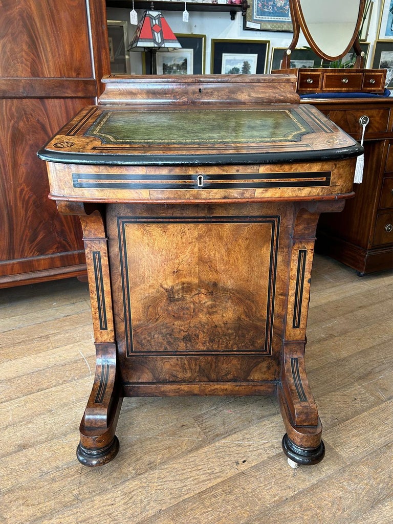 19th Century Victorian Burr Walnut Inlaid Davenport For Sale at 1stDibs