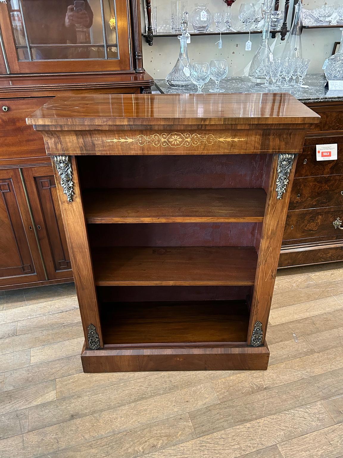 19th Century Victorian Burr Walnut Open Bookcase For Sale at 1stDibs