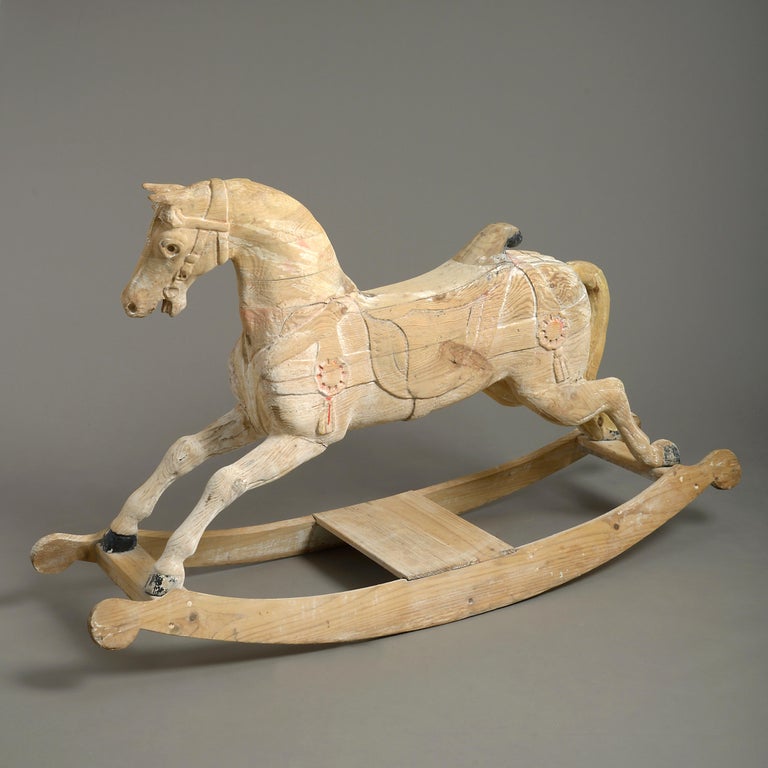 19th Century Victorian Carved Wooden Carousel Rocking Horse at 1stDibs
