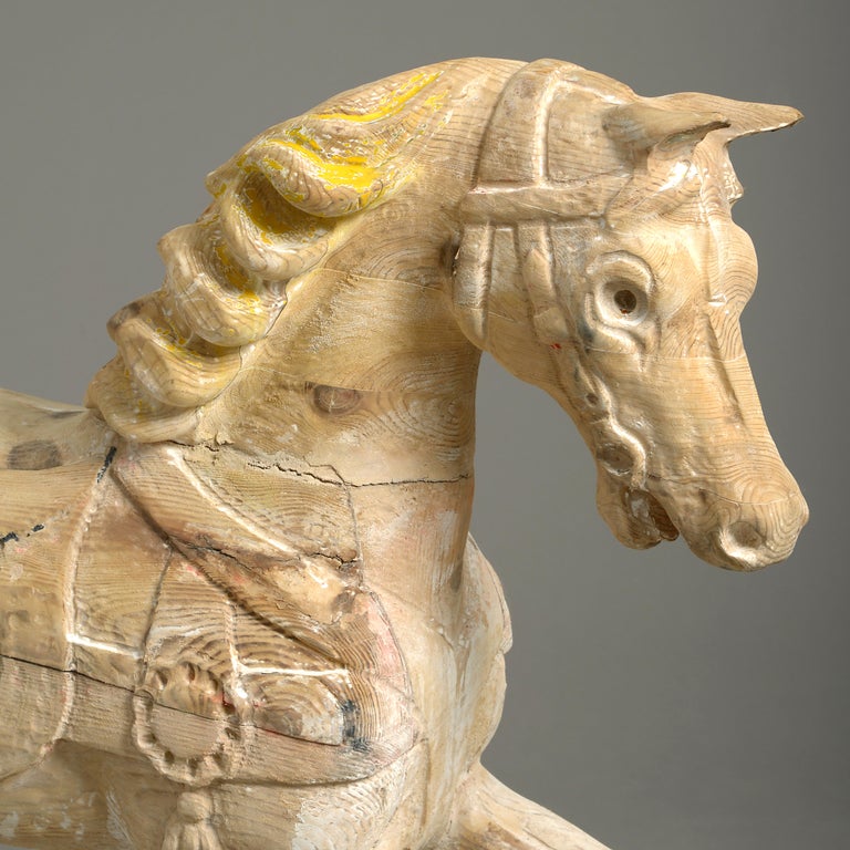 19th Century Victorian Carved Wooden Carousel Rocking Horse at 1stDibs