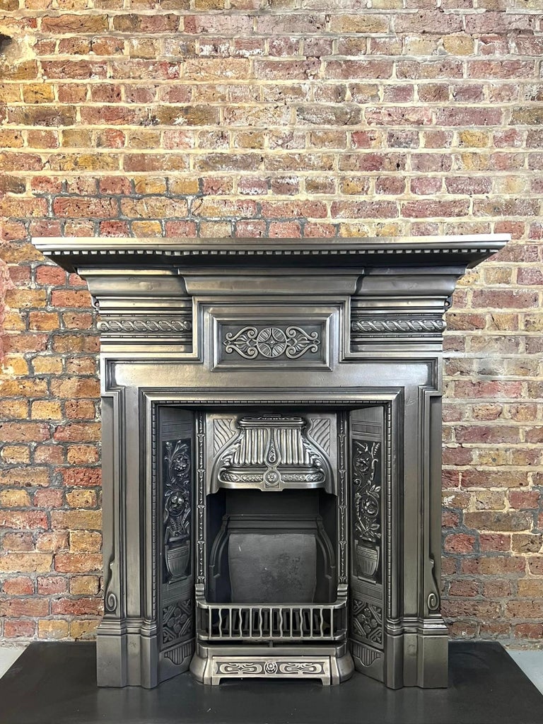 19th Century Victorian Cast Iron Burnished Combination Fireplace at 1stDibs