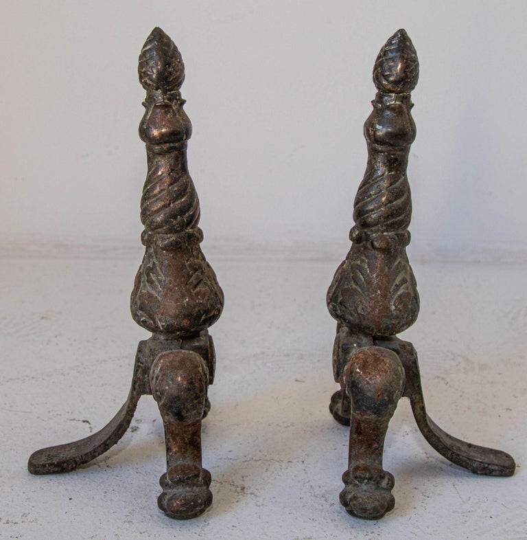 19th Century Victorian Cast Iron Fireplace Andirons For Sale at 1stDibs