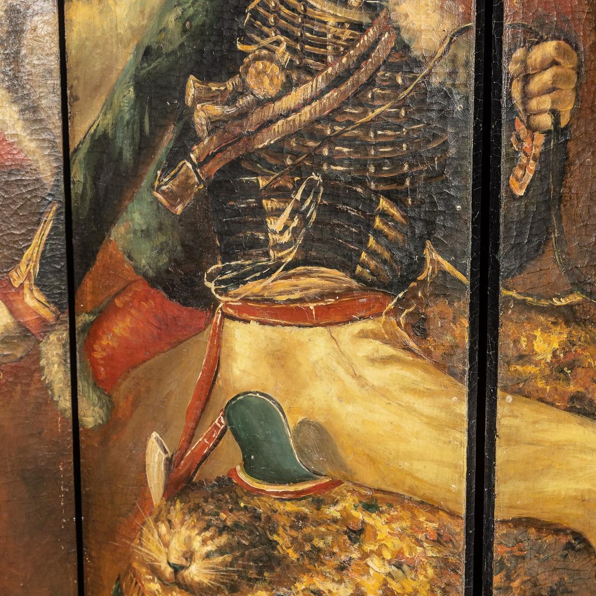 19th Century Victorian 'Cavalry in Battle' Oil Painted Folding Screen ...