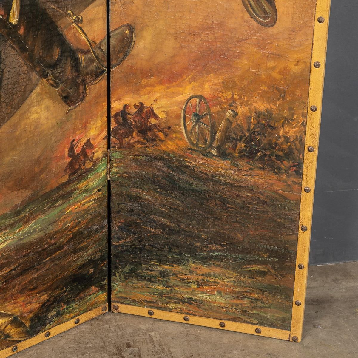 19th Century Victorian 'Cavalry in Battle' Oil Painted Folding Screen ...