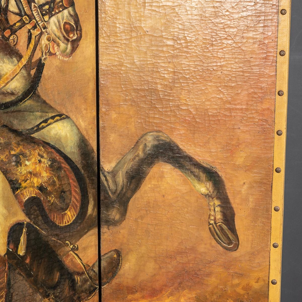 19th Century Victorian 'Cavalry in Battle' Oil Painted Folding Screen ...