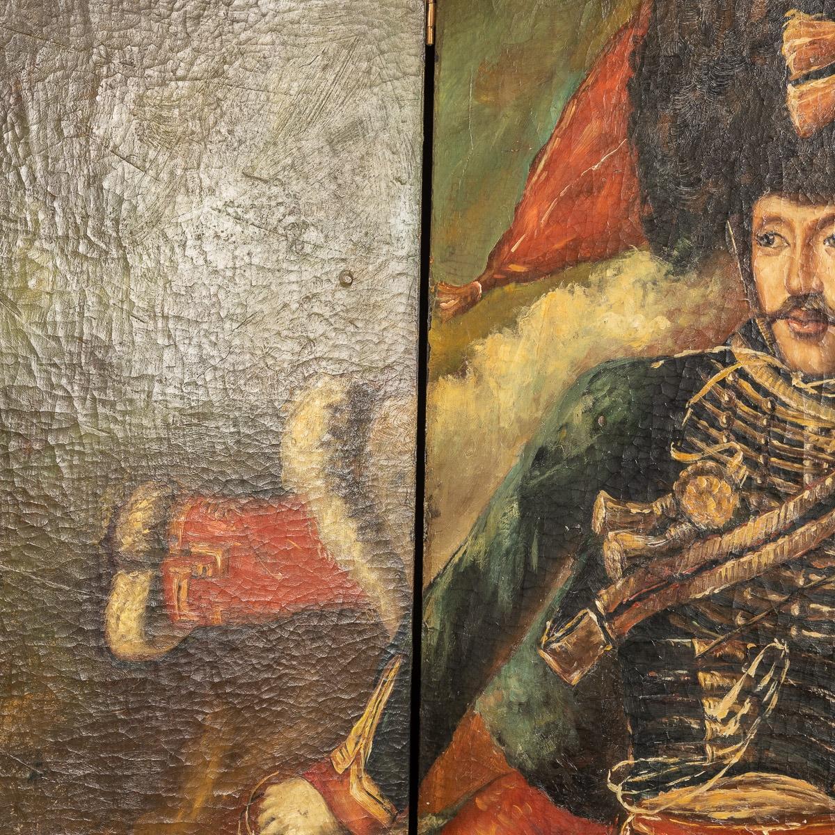 19th Century Victorian 'Cavalry in Battle' Oil Painted Folding Screen ...