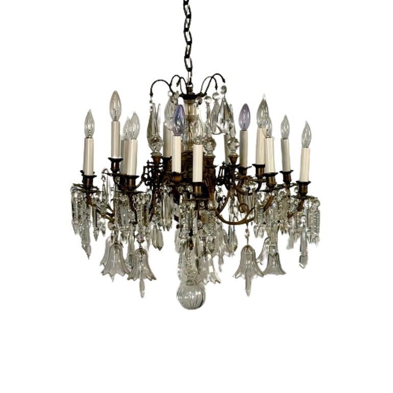 19th Century Victorian Chandelier, Bronze and Crystal For Sale at 1stDibs