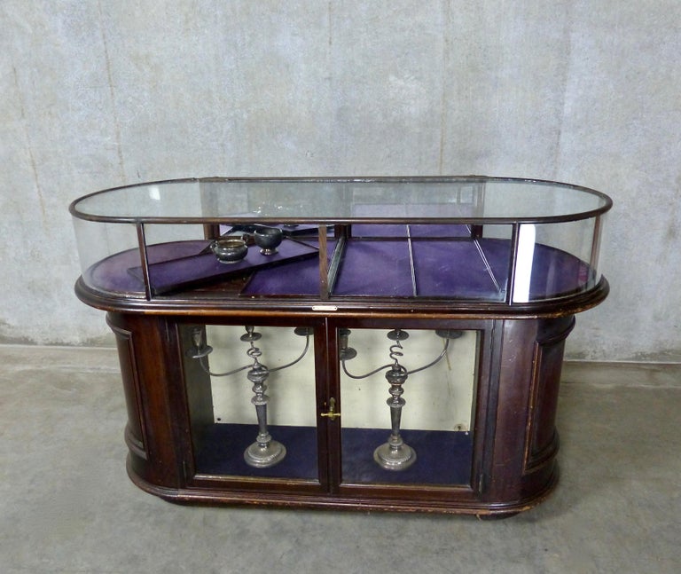 19th Century Victorian Curved Glass Display Case by Curtis, Leeds ...
