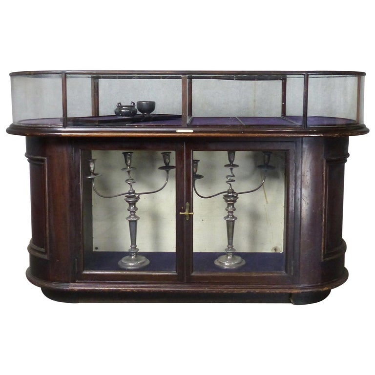 19th Century Victorian Curved Glass Display Case by Curtis, Leeds ...