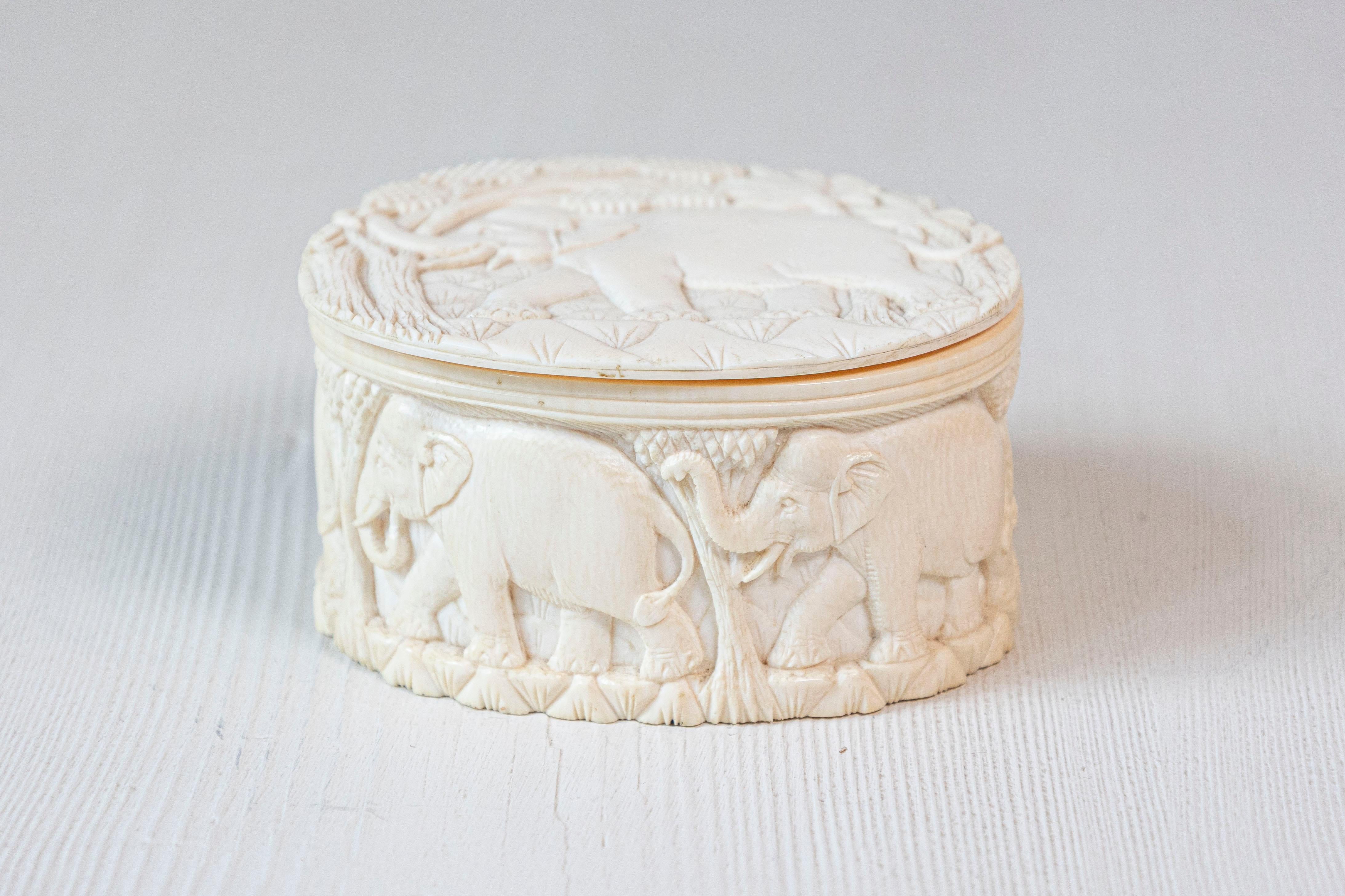 19th Century Victorian Decorative Box with Carved Frieze of Passing ...