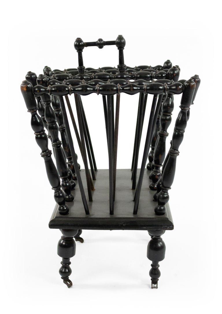 19th Century Victorian Ebonized Turned Spindle Canterbury For Sale at ...