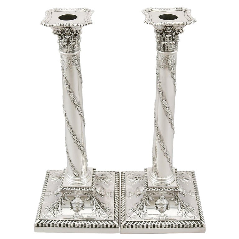 19th Century Victorian English Sterling Silver Candlesticks at 1stDibs