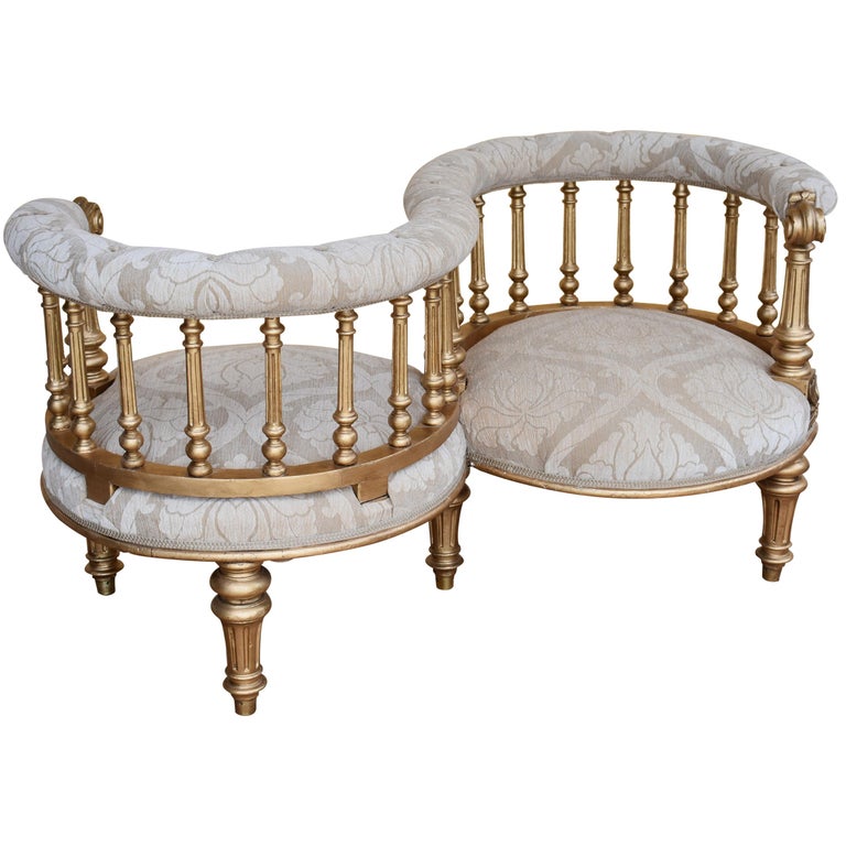 19th Century Victorian Giltwood Conversation Seat at 1stDibs