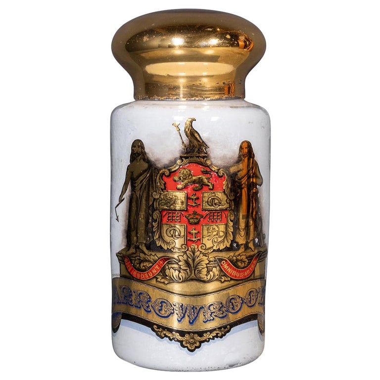 19th Century Victorian Glass and Hand Painted Pharmacy Jar, c.1880 at ...