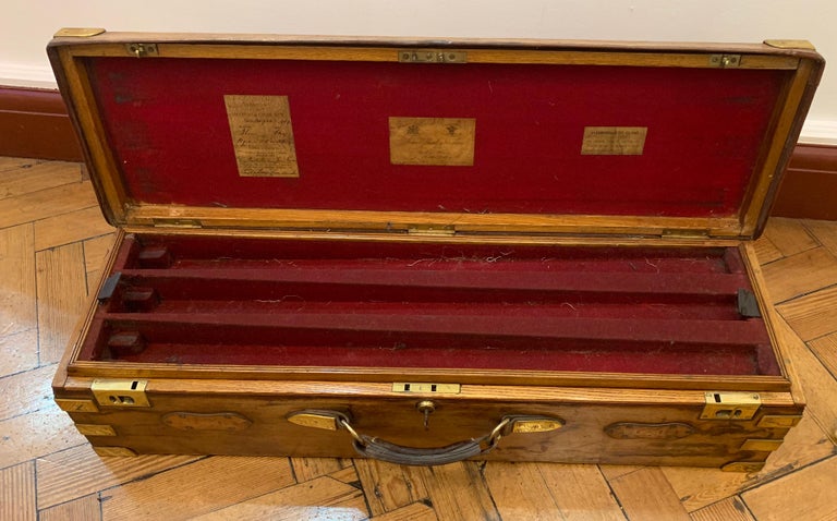19th Century Victorian Leather over Oak Triple Shotgun Case James ...