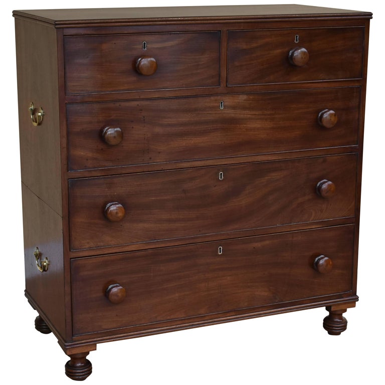 19th Century Victorian Mahogany Campaign Style Split Chest at 1stDibs
