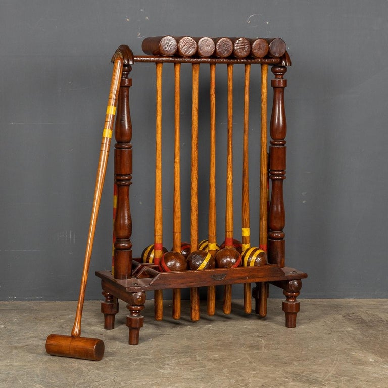 19th Century Victorian Mahogany Croquet Set on Stand, C.1890 at 1stDibs