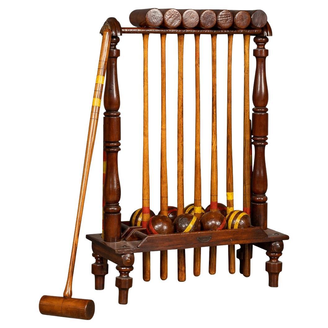 19th Century Victorian Mahogany Croquet Set on Stand, C.1890 at 1stDibs