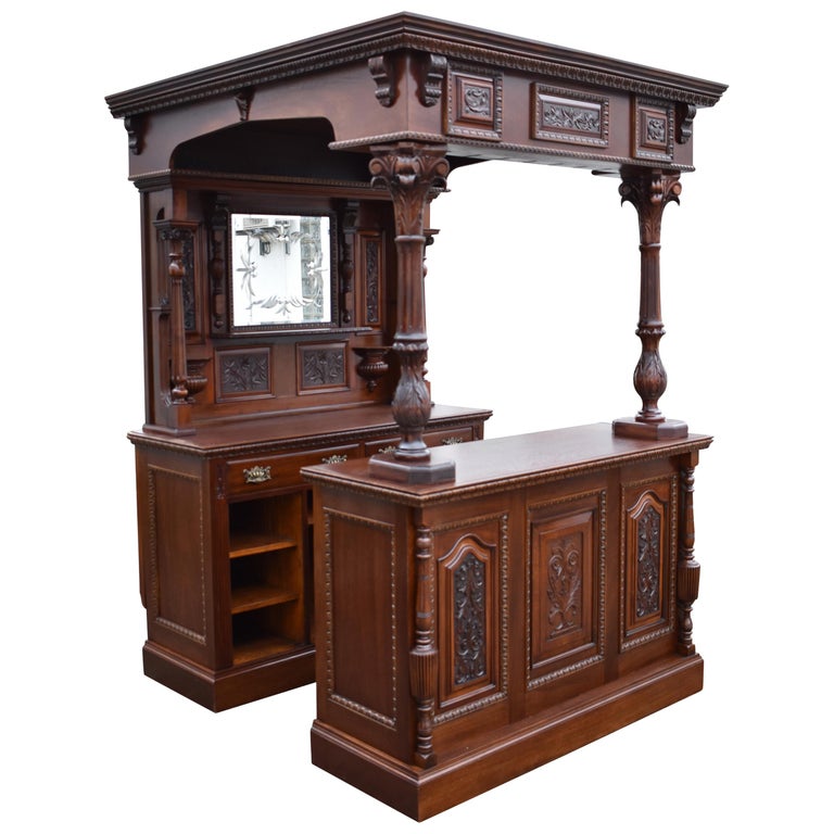 19th Century Victorian Mahogany Front and Back Bar For Sale at 1stDibs
