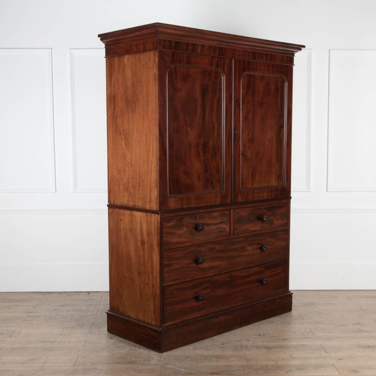 19th Century Victorian Mahogany Linen Press For Sale at 1stDibs