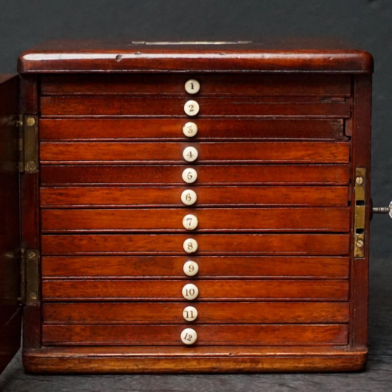 19th Century Victorian Mahogany Microscope Slide Cabinet, 12 Drawers ...