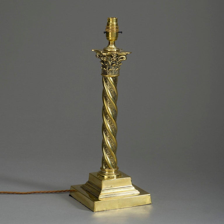19th Century Victorian Period Polished Brass Column Lamp For Sale at ...