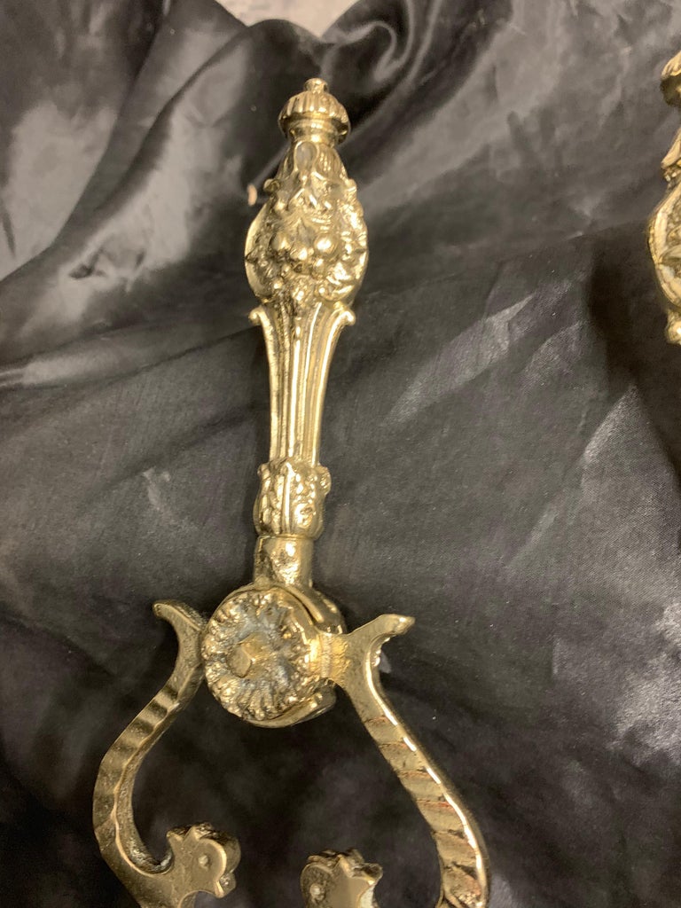 19th Century Victorian Polished Brass Fire Tools For Sale at 1stDibs